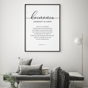 Hebrews 10:24-25 Koinonia Diakonia Bible Verse Printable Wall Art ...
