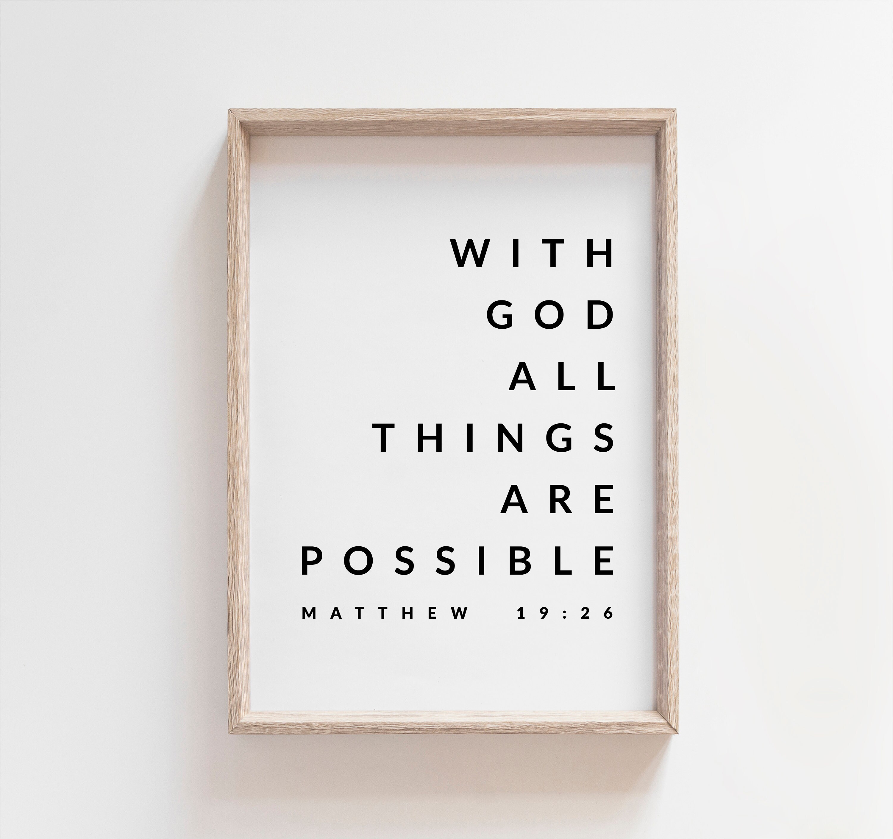 Matthew 19:26 All Things Are Possible Bible Verse Wall Art | Etsy