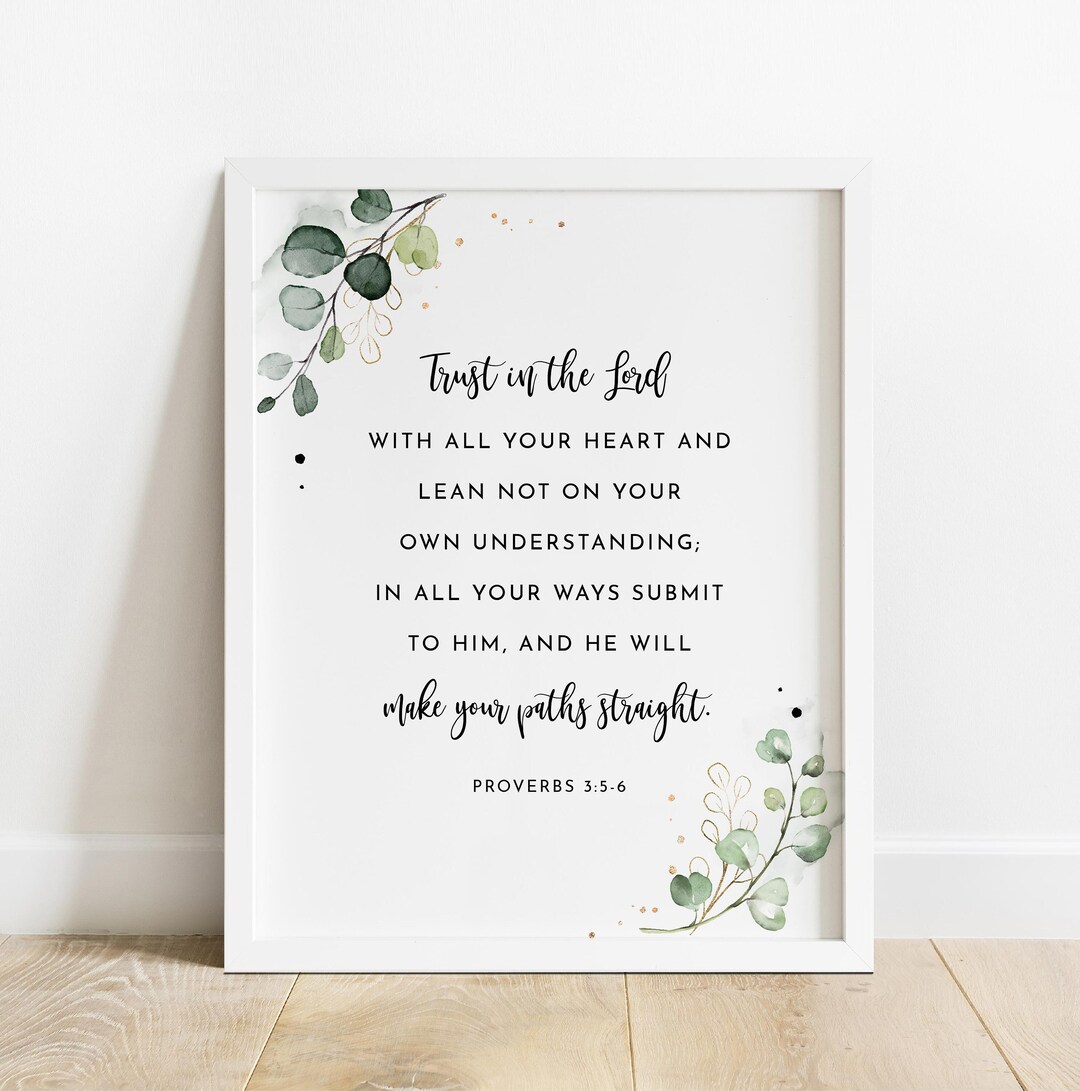 Proverbs 3:5-6 Trust in the Lord Bible Verse Wall Art - Etsy