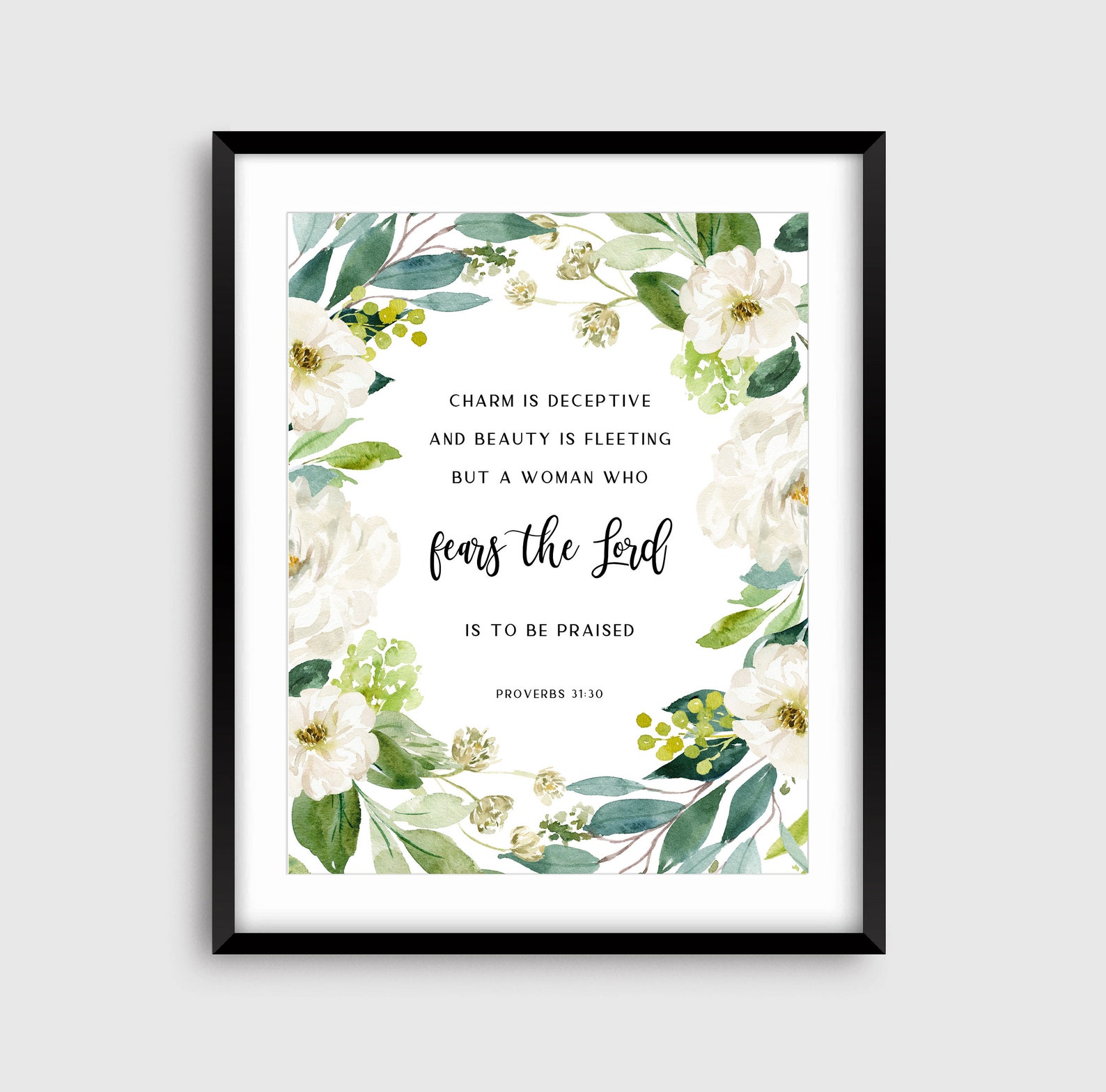 Proverbs 31:30 Bible Verse Wall Art Printable Wall Art Gift - Etsy
