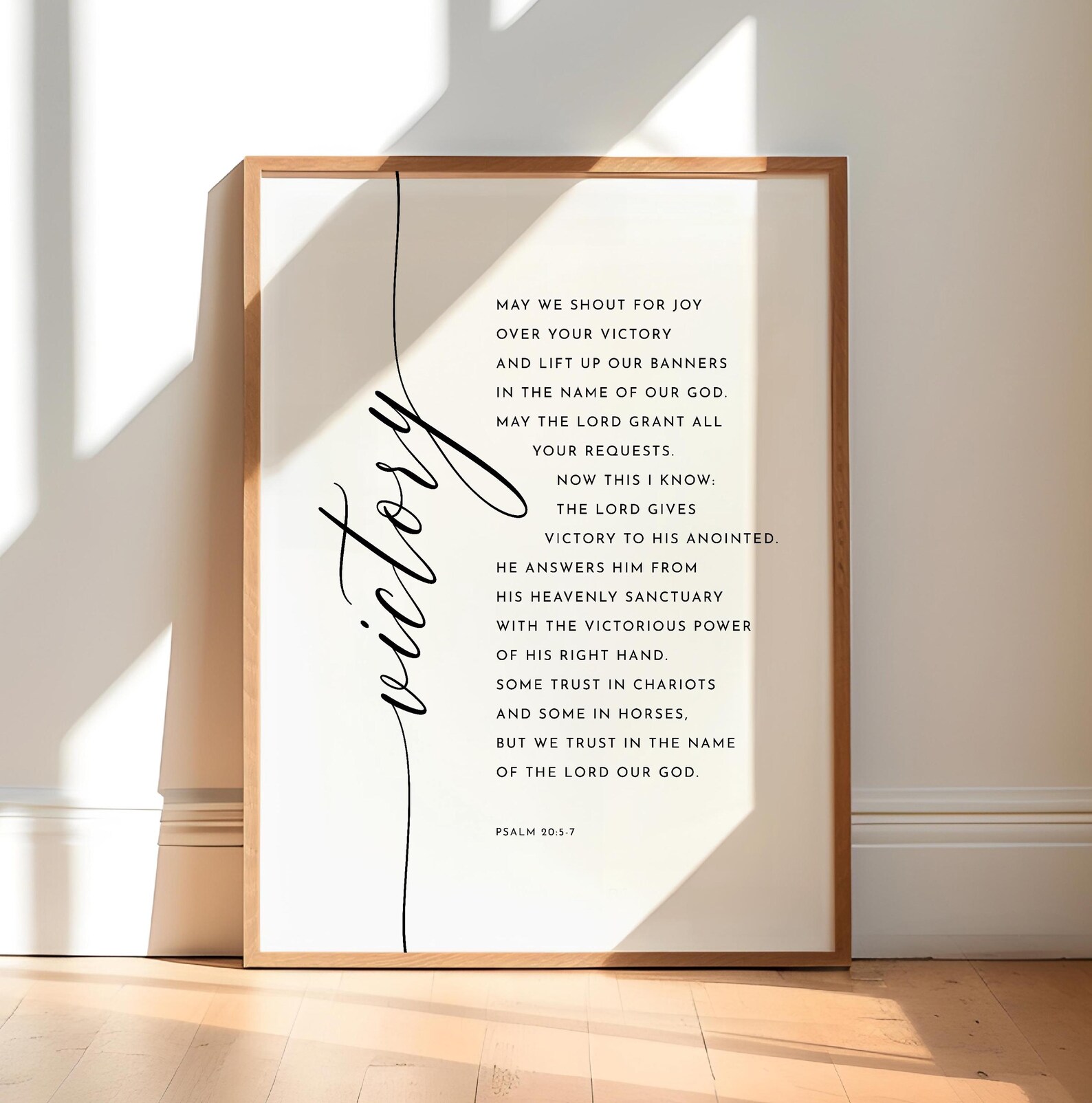 Psalm 20:5-7 Victory Bible Verse Wall Art, Scripture Print Download ...