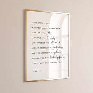 2 Peter 1:5-7 Bible Verse Wall Art, Printable Wall Art, Christian Wall ...