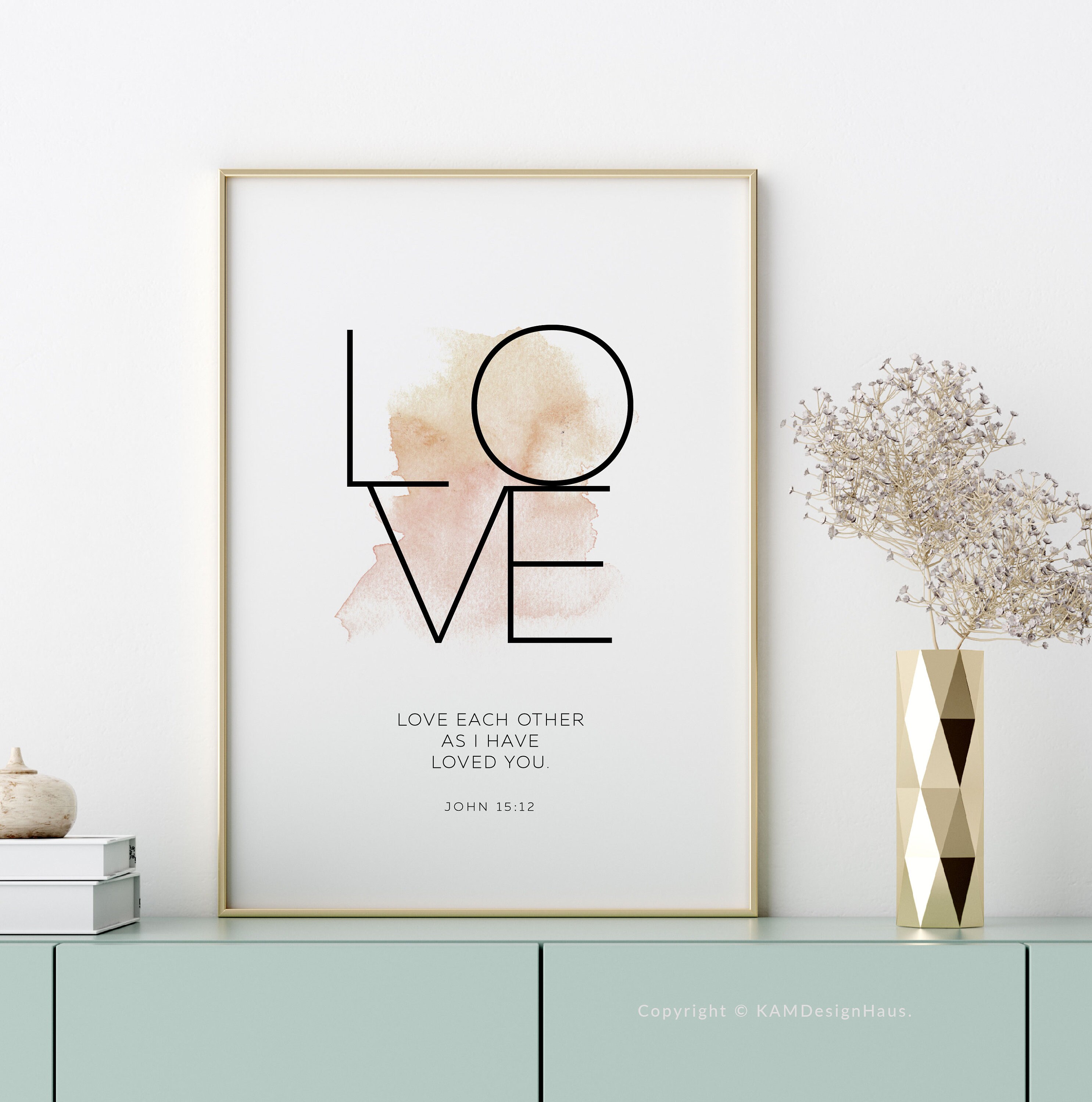 John 15:12 Love Each Other Bible Verse Wall Art Printable | Etsy
