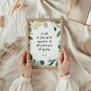 Psalm 34:4 He Answered Me Bible Verse Wall Art, Downloadable Scripture ...