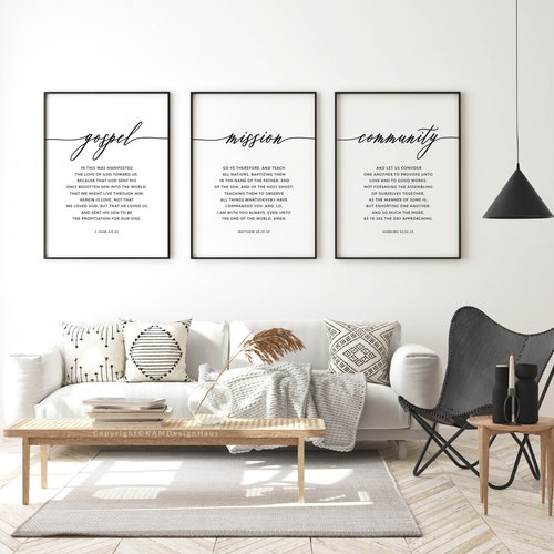 Matthew 28:19 Gospel Bible Verse Wall Art Set of 3 Scripture - Etsy