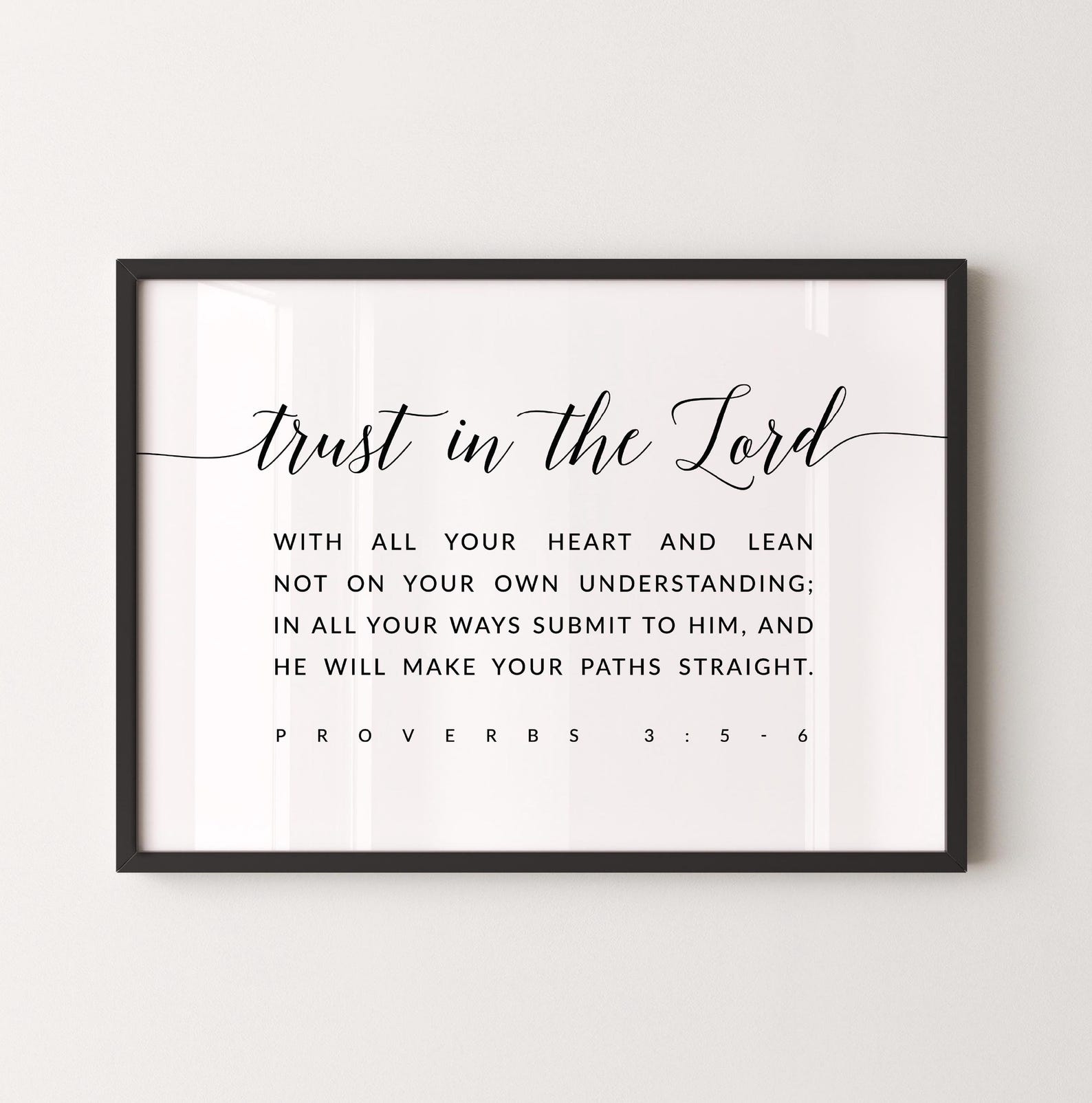 Proverbs 3:5-6 Trust in the Lord Bible Verse Printable Wall Art ...