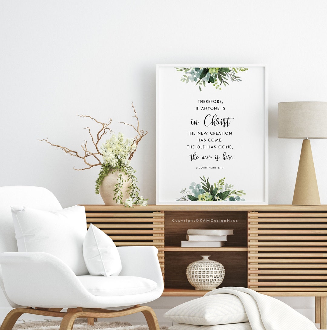 2 Corinthians 5:17 New Creation Bible Verse Printable Wall Art ...