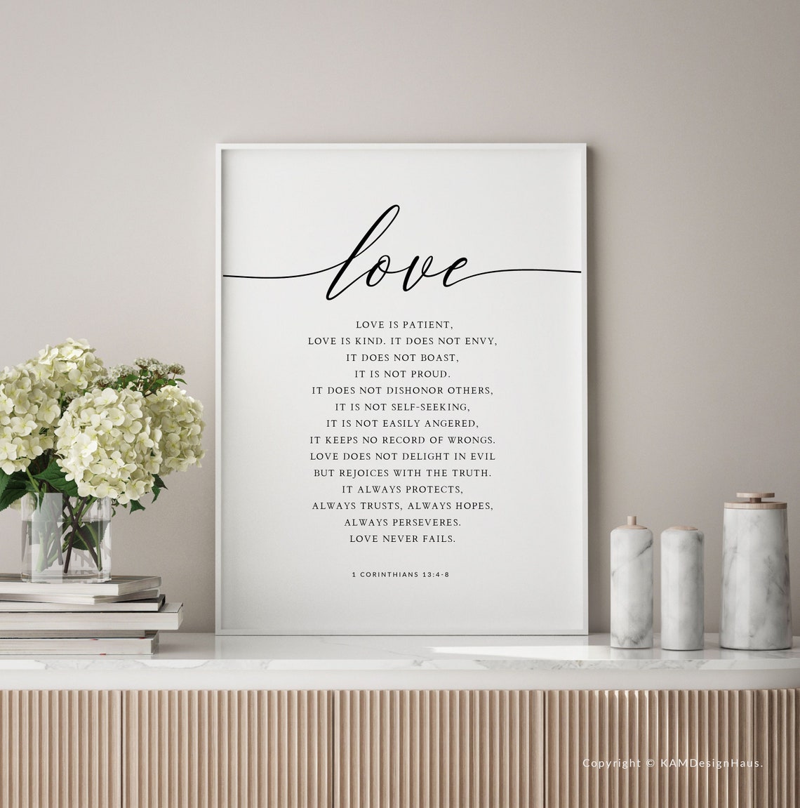 1 Corinthians 13:4-8 Love Never Fails Bible Verse Wall Art | Etsy