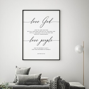 Matthew 22:37-39 Love God Love People Bible Verse Wall Art, Scripture ...