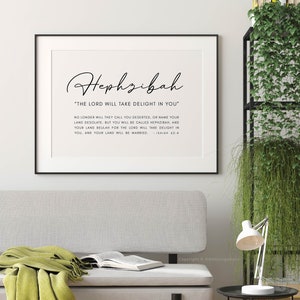 Hephzibah Scripture Wall Art, Horizontal Bible Verse Print Download ...