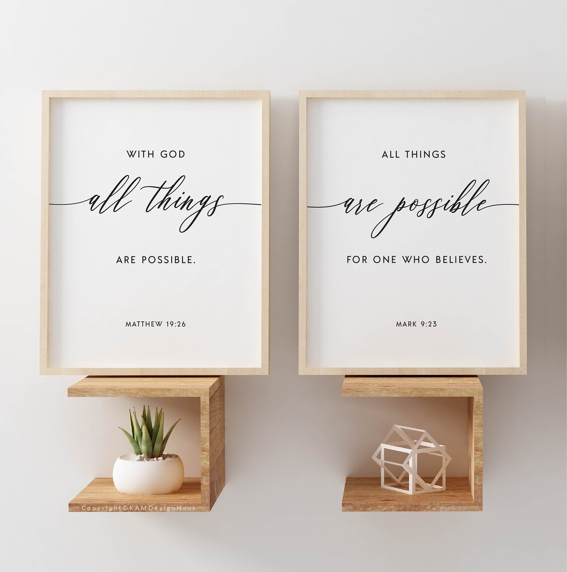 Matthew 19:26 With God Bible Verse Printable Wall Art Set of - Etsy