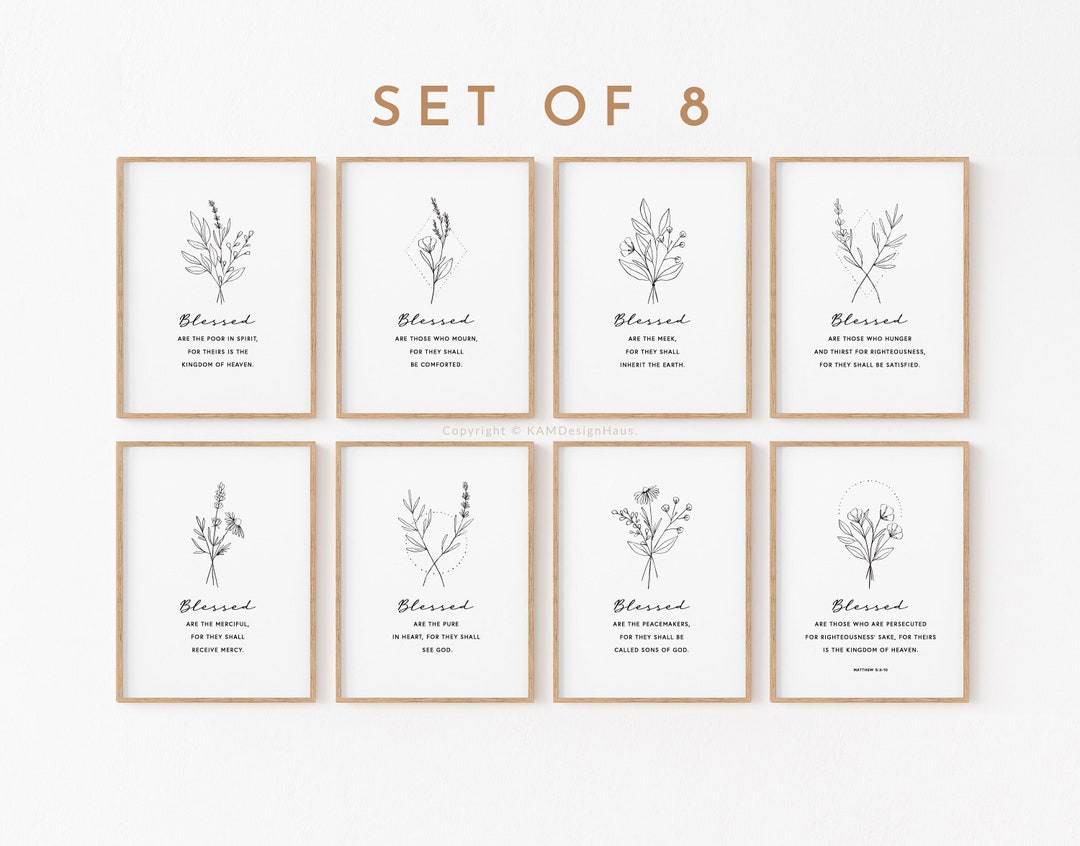 The Beatitudes Bundle, Matthew 5:3-10 ESV Sripture Printable Wall Art ...
