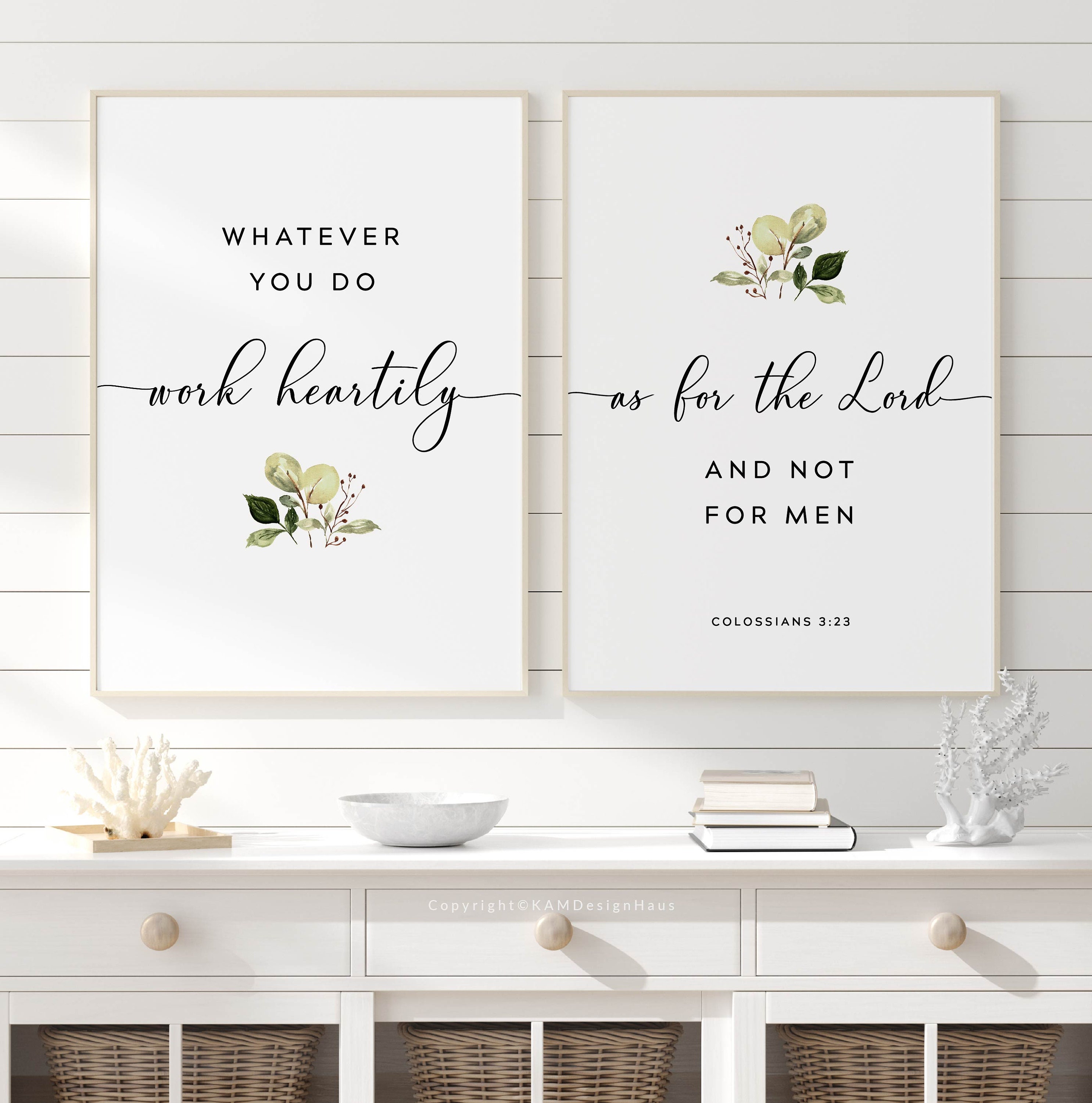 Set of 2 Colossians 3:23 Work Heartily Printable Wall Art - Etsy