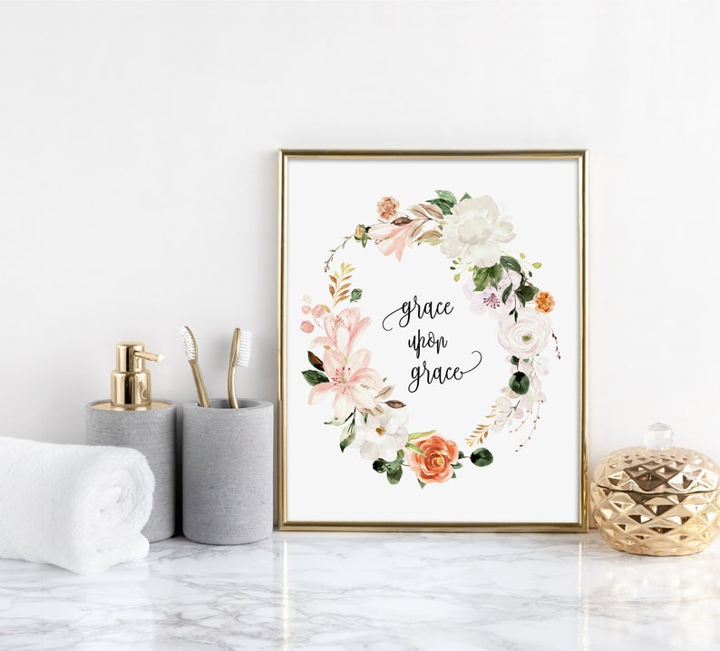 Grace Upon Grace Christian Printable Wall Art Christian Quote | Etsy