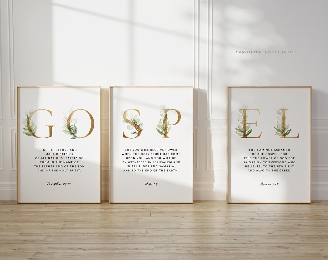 Matthew 28:19 Gospel Bible Verse Wall Art, Set of 3 Scripture Print ...