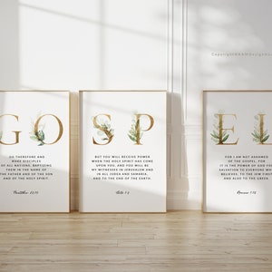 Matthew 28:19 Gospel Bible Verse Wall Art, Set of 3 Scripture Print ...