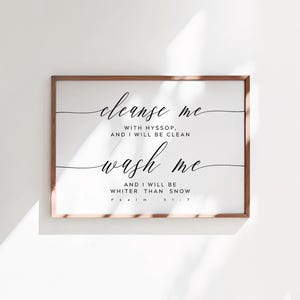 Psalm 51:7 Cleanse Me Wash Me Bible Verse Printable Wall Art, Bathroom ...