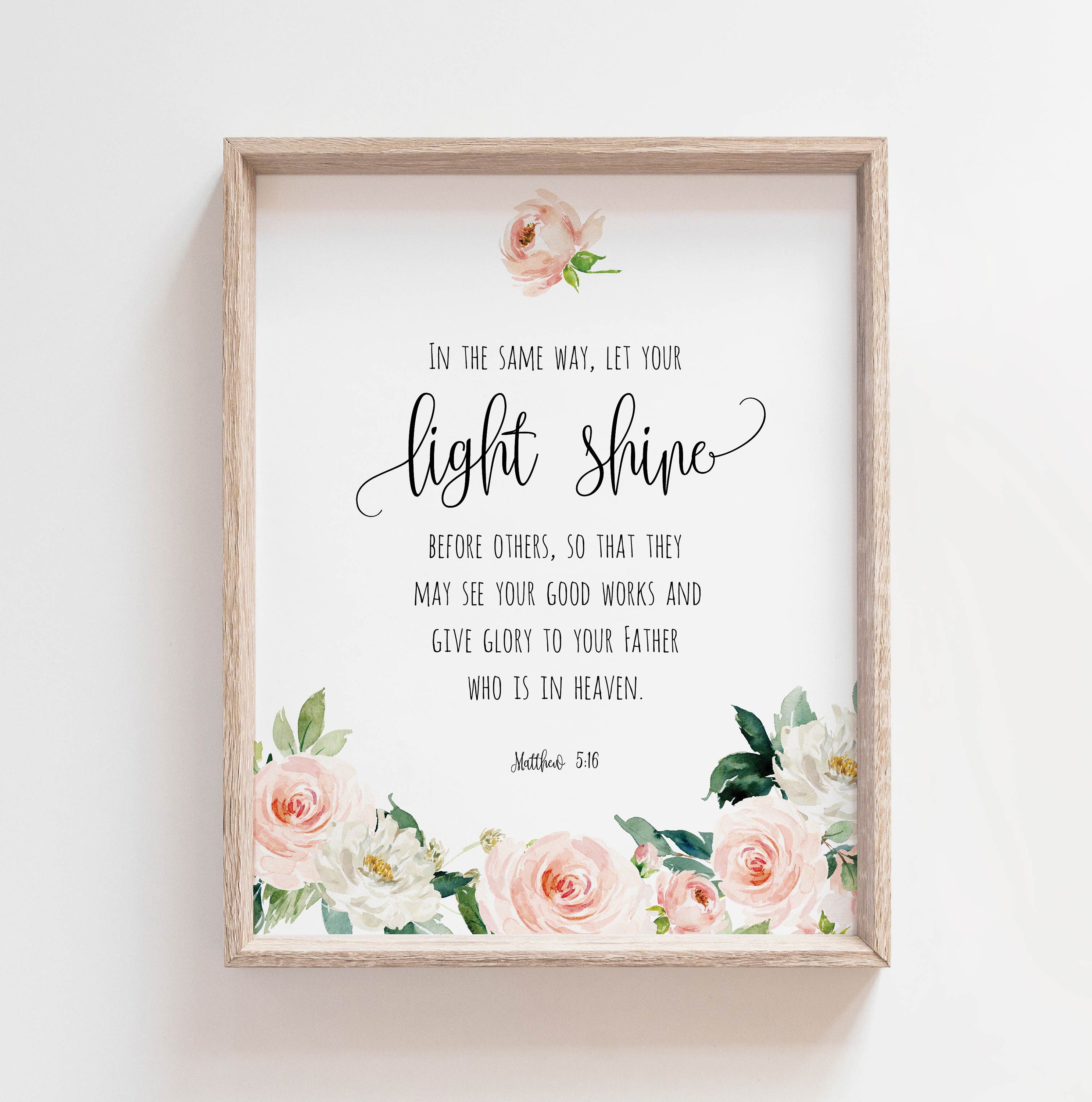 Matthew 5 16 Esv Let Your Light Shine Bible Verse Wall Art Etsy