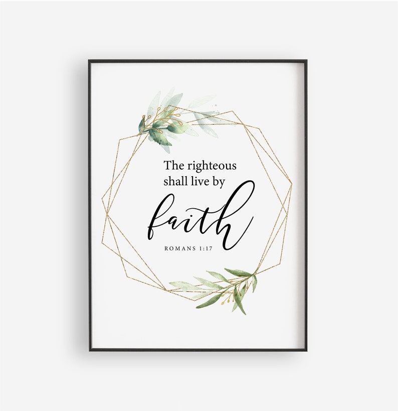 Romans 1:17 Live By Faith Bible Verse Wall Art Downloadble | Etsy
