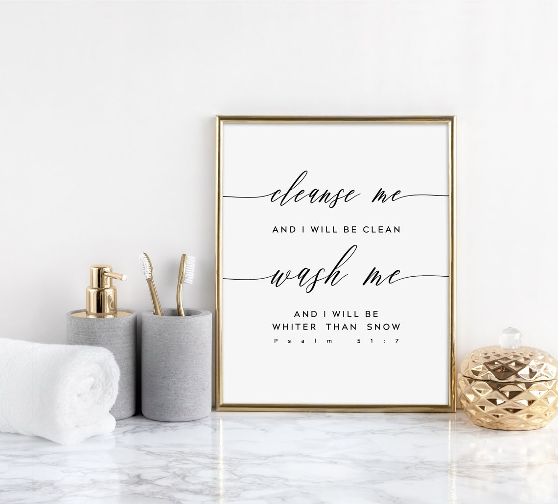 Psalm 51:7 Cleanse Me Wash Me Bible Verse Printable Wall Art - Etsy