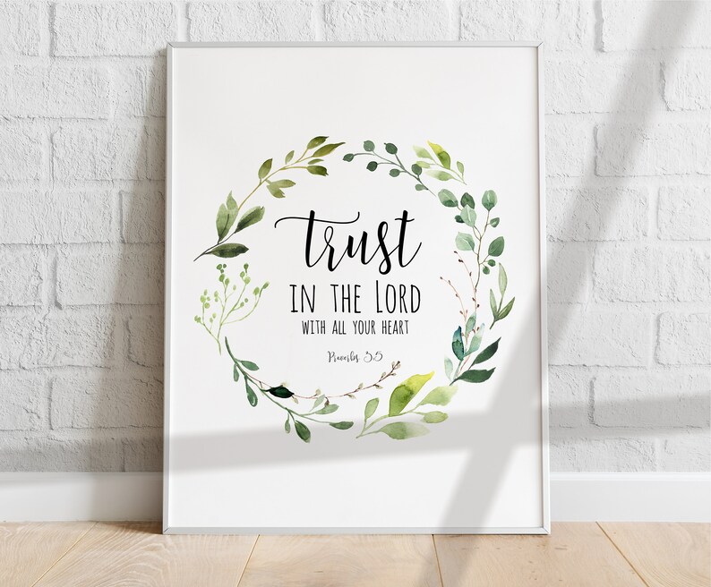 Proverbs 3:5 Trust In The Lord Bible Verse Wall Art Printable | Etsy