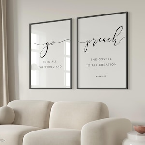 Mark 16:15 Preach the Gospel Bible Verse Printable Wall Art, Set of 2 ...