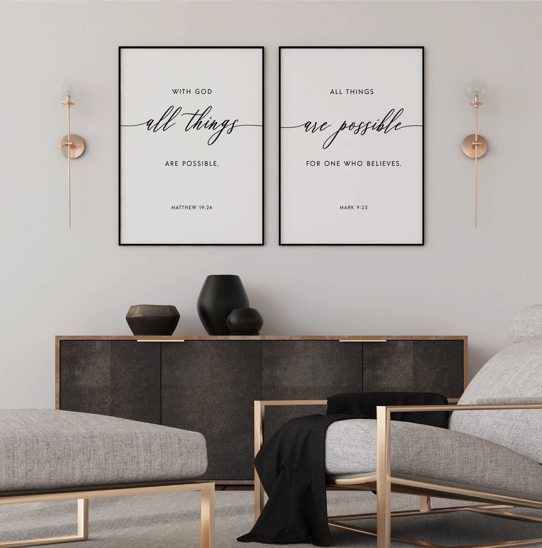 Matthew 19:26 With God Bible Verse Printable Wall Art Set of - Etsy