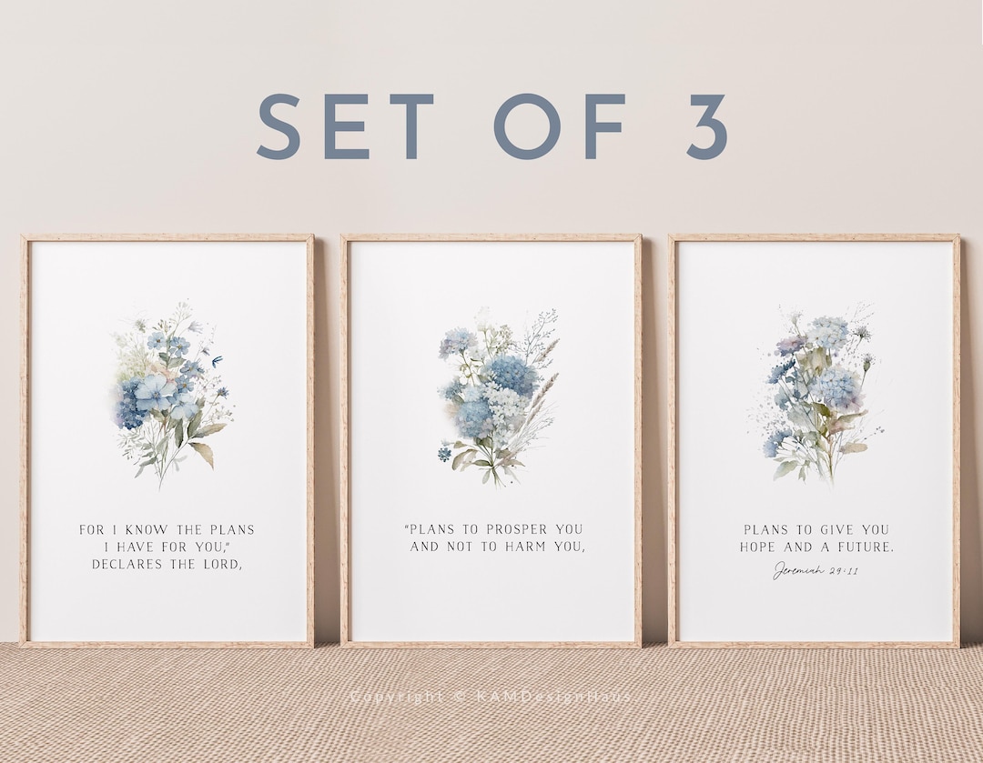 Jeremiah 29:11 Floral Bible Verse Wall Art Printable Wall - Etsy