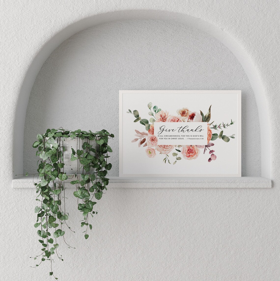 1 Thessalonians 5:18 Floral Bible Verse Wall Art Scripture | Etsy
