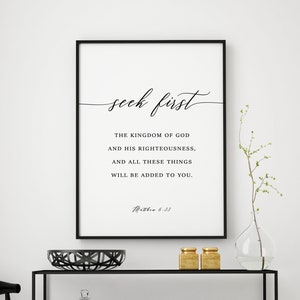 Matthew 6:33 Seek First Bible Verse Wall Art, Printable Wall Art ...
