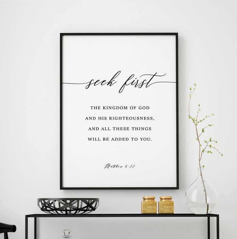 Matthew 6:33 Seek First Bible Verse Wall Art Printable Wall - Etsy
