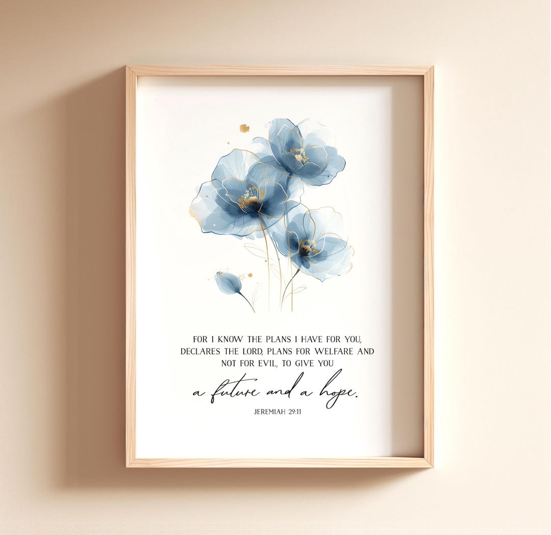 Jeremiah 29:11 Scripture Printable Wall Art, Floral Bible Verse Print ...