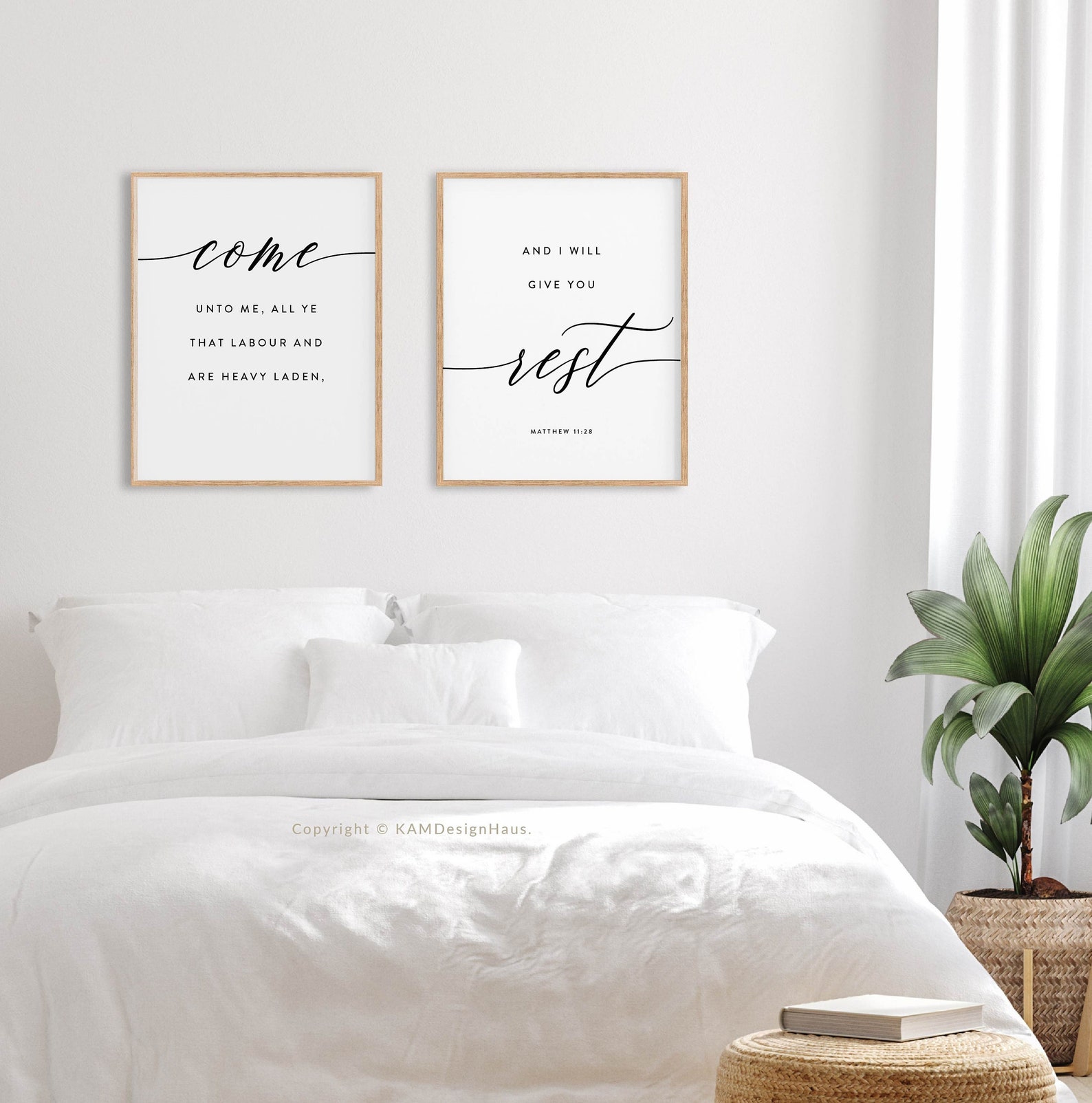 Matthew 11:28 KJV Bedroom Wall Art Set of 2 Printable Wall - Etsy