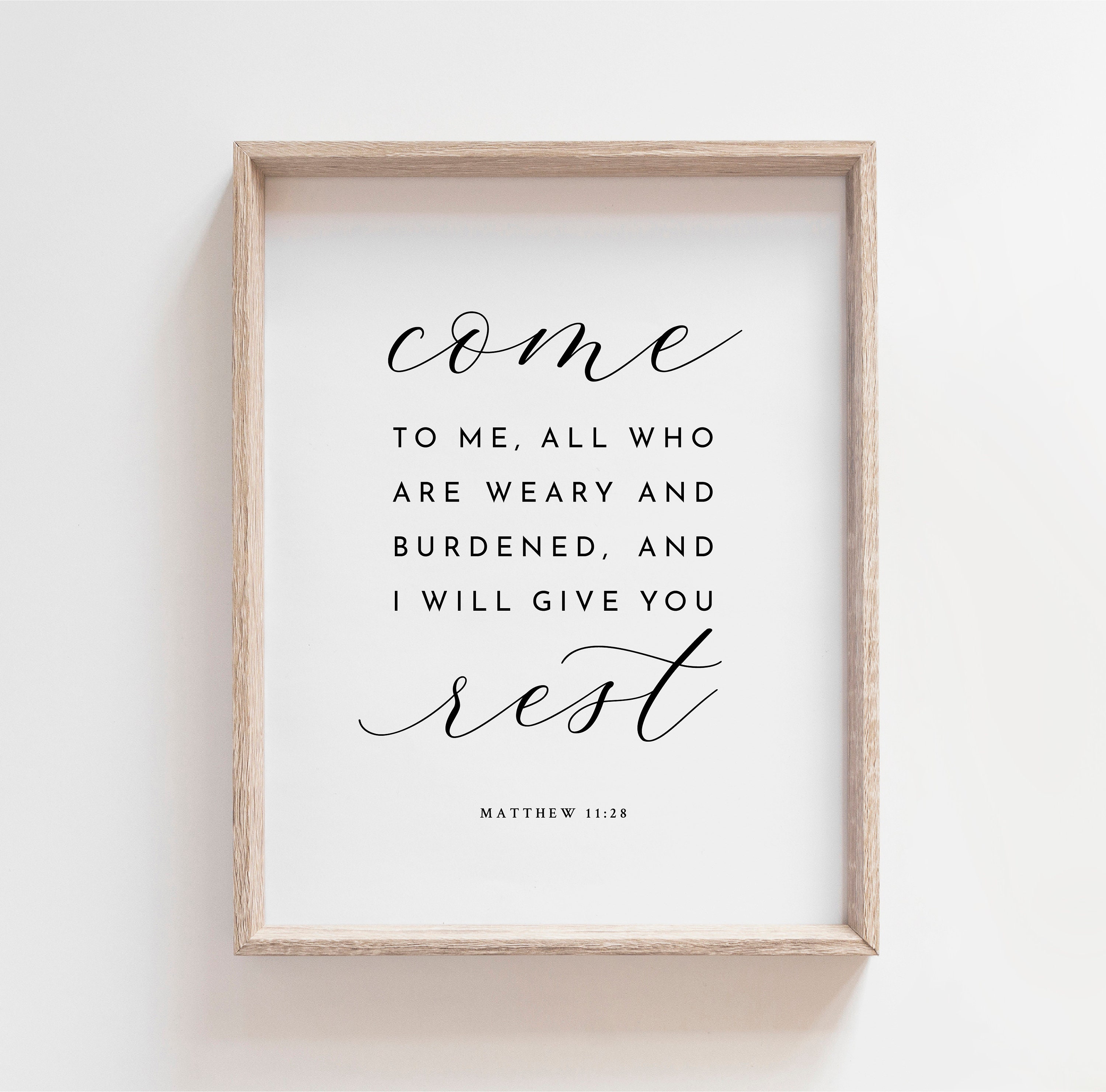 Matthew 11:28 Come To Me Bible Verse Wall Art Printable Wall | Etsy