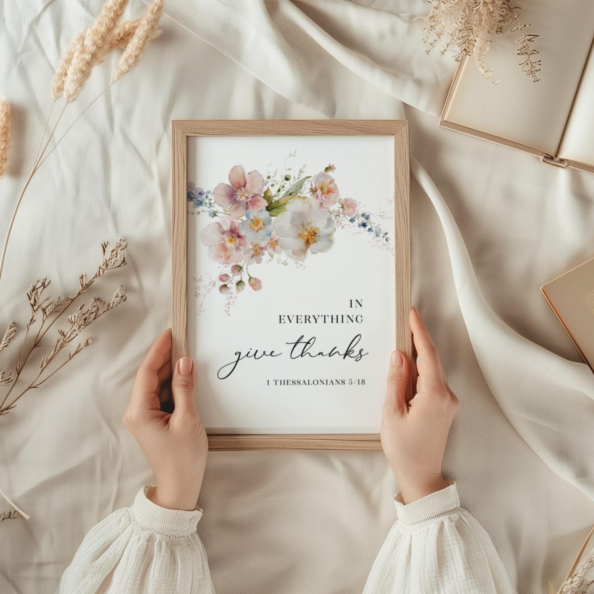 1 Thessalonians 5:18 Give Thanks Bible Verse Wall Art, Printable Wall ...