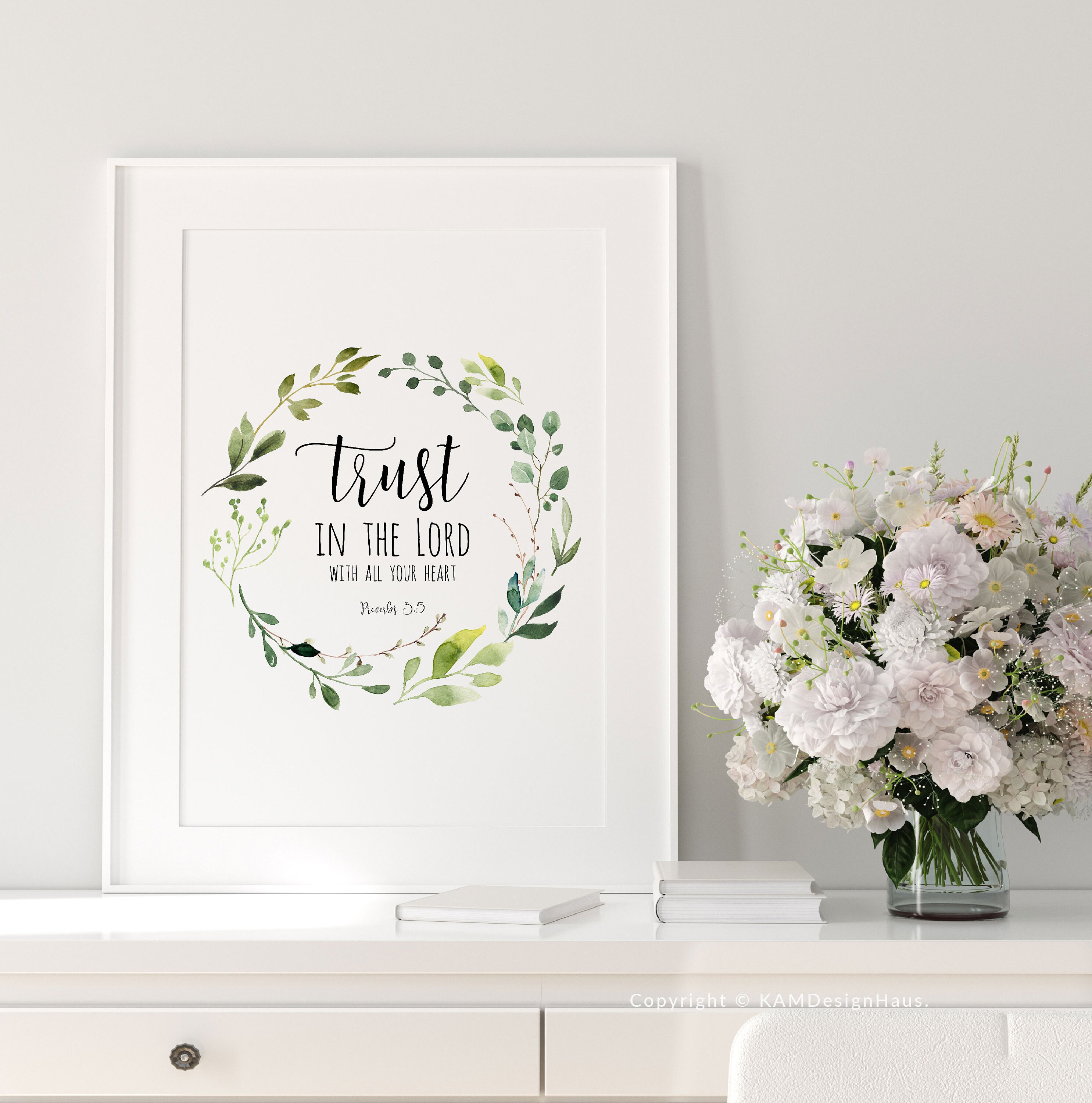 Proverbs 3:5 Trust In The Lord Bible Verse Wall Art Printable | Etsy