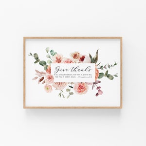 1 Thessalonians 5:18 Floral Bible Verse Wall Art Scripture | Etsy