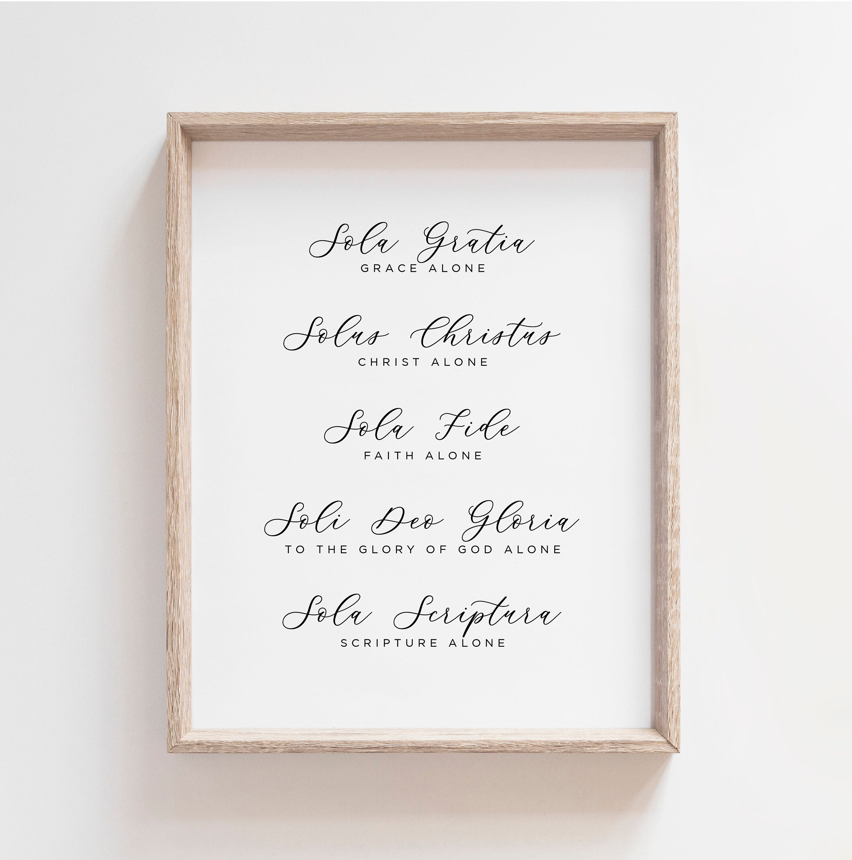 The 5 Solas Wall Art Printable Wall Art Downloadable Five | Etsy