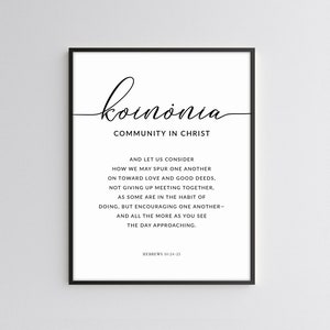 Hebrews 10:24-25 Koinonia Diakonia Bible Verse Printable Wall Art ...