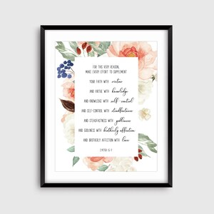 2 Peter 1:5-7 Make Every Effort Bible Verse Wall Art, Printable Wall ...