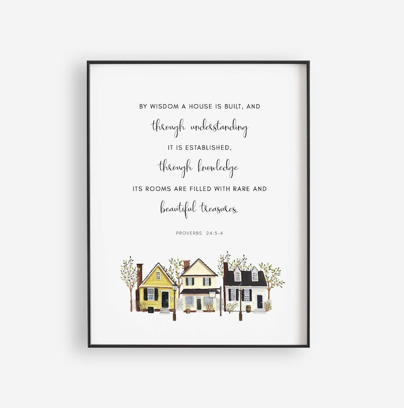 Proverbs 24:3-4 by Wisdom Bible Verse Wall Art Scripture | Etsy