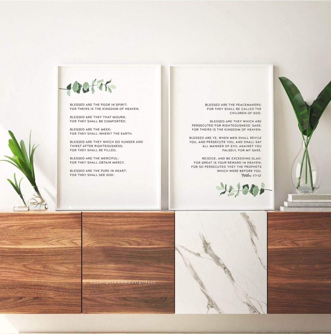Matthew 5:3-12 the Beatitudes Bible Verse Print, Printable Wall Art ...