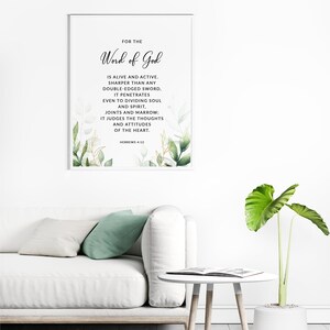 Hebrews 4:12 the Word of God Bible Verse Wall Art, Printable Wall Art ...