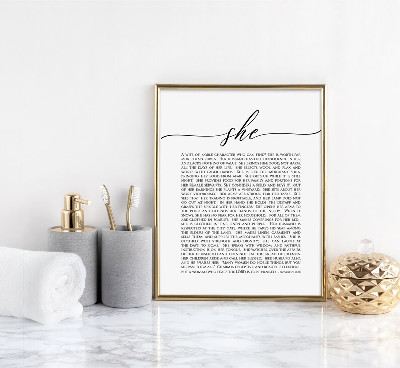 Proverbs 31 10 30 A Wife Of Noble Character Bible Verse Wall Etsy