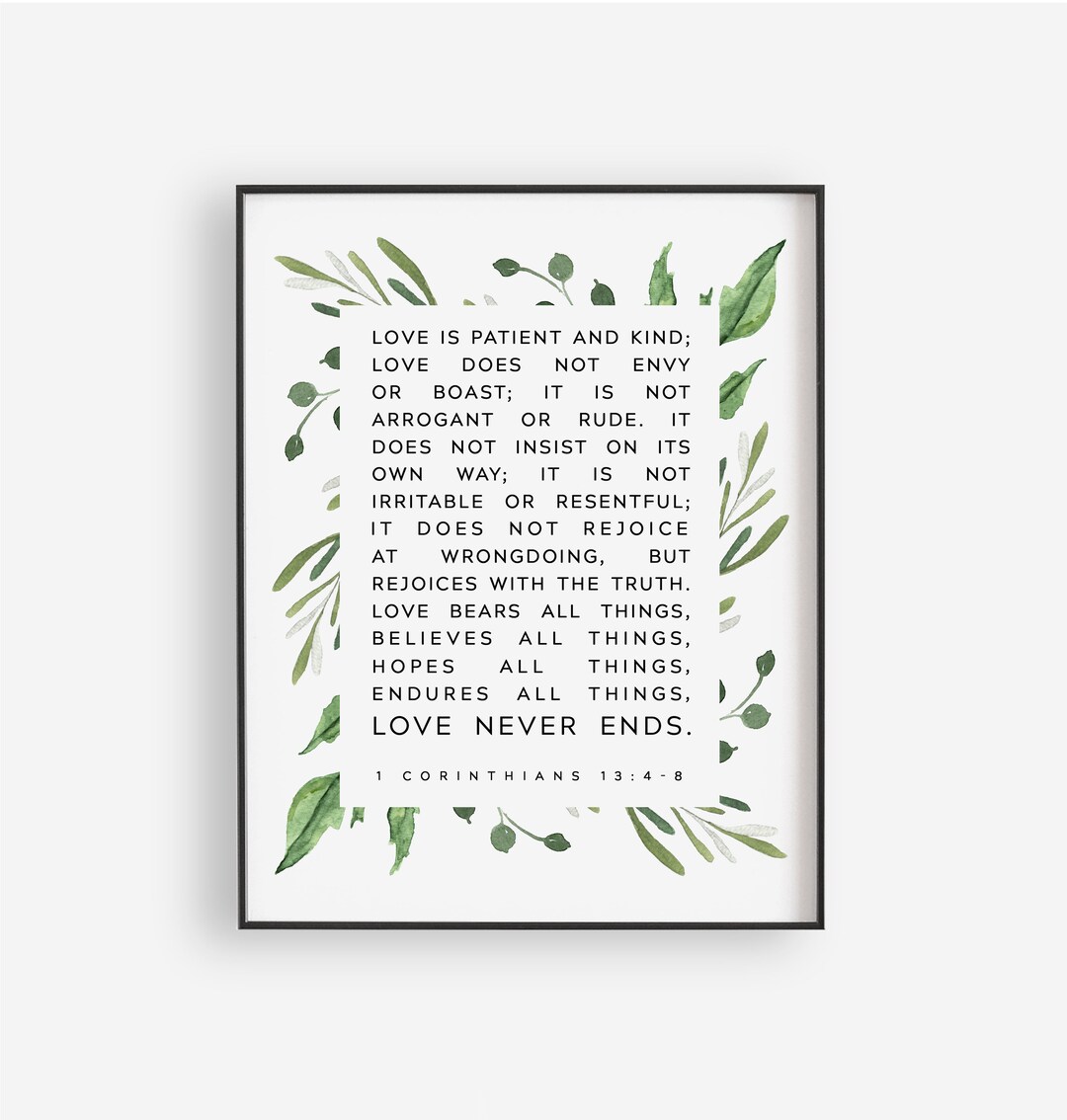 1 Corinthians 13:4-8 ESV Bible Verse Wall Art, Love is Patient ...
