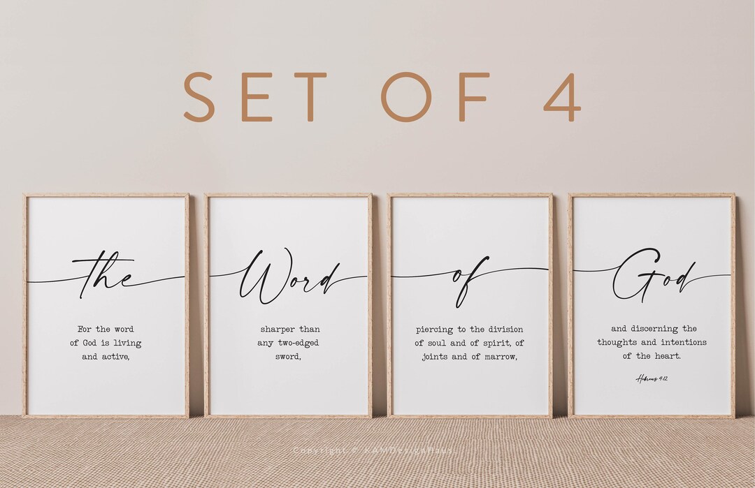 The Word of God Hebrews 4:12 Bible Verse Printable Wall Art, Scripture ...