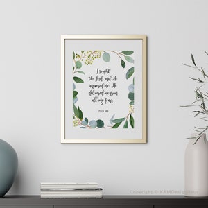 Psalm 34:4 He Answered Me Bible Verse Wall Art, Downloadable Scripture ...