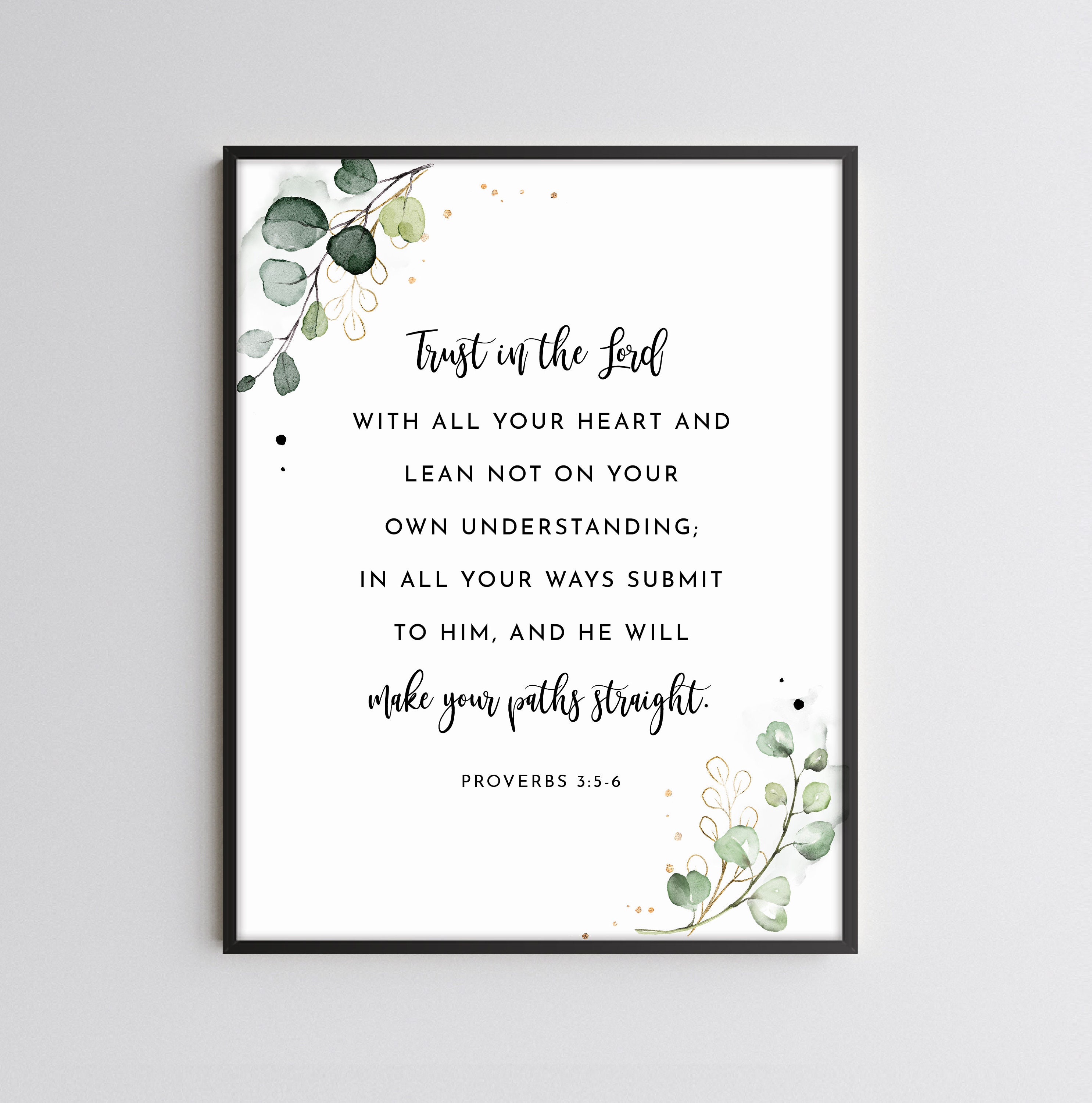 Proverbs 3:5-6 Trust in the Lord Bible Verse Wall Art - Etsy