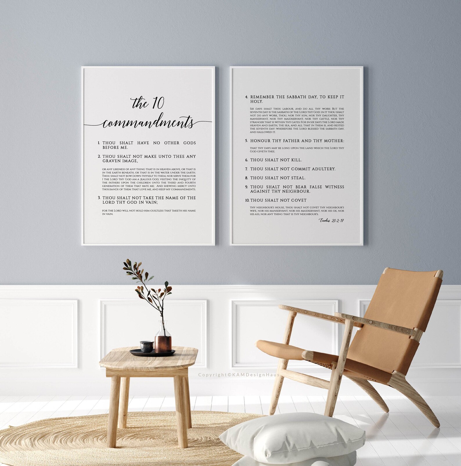 The Ten Commandments Exodus 20:2-17 Bible Verse Wall Art | Etsy