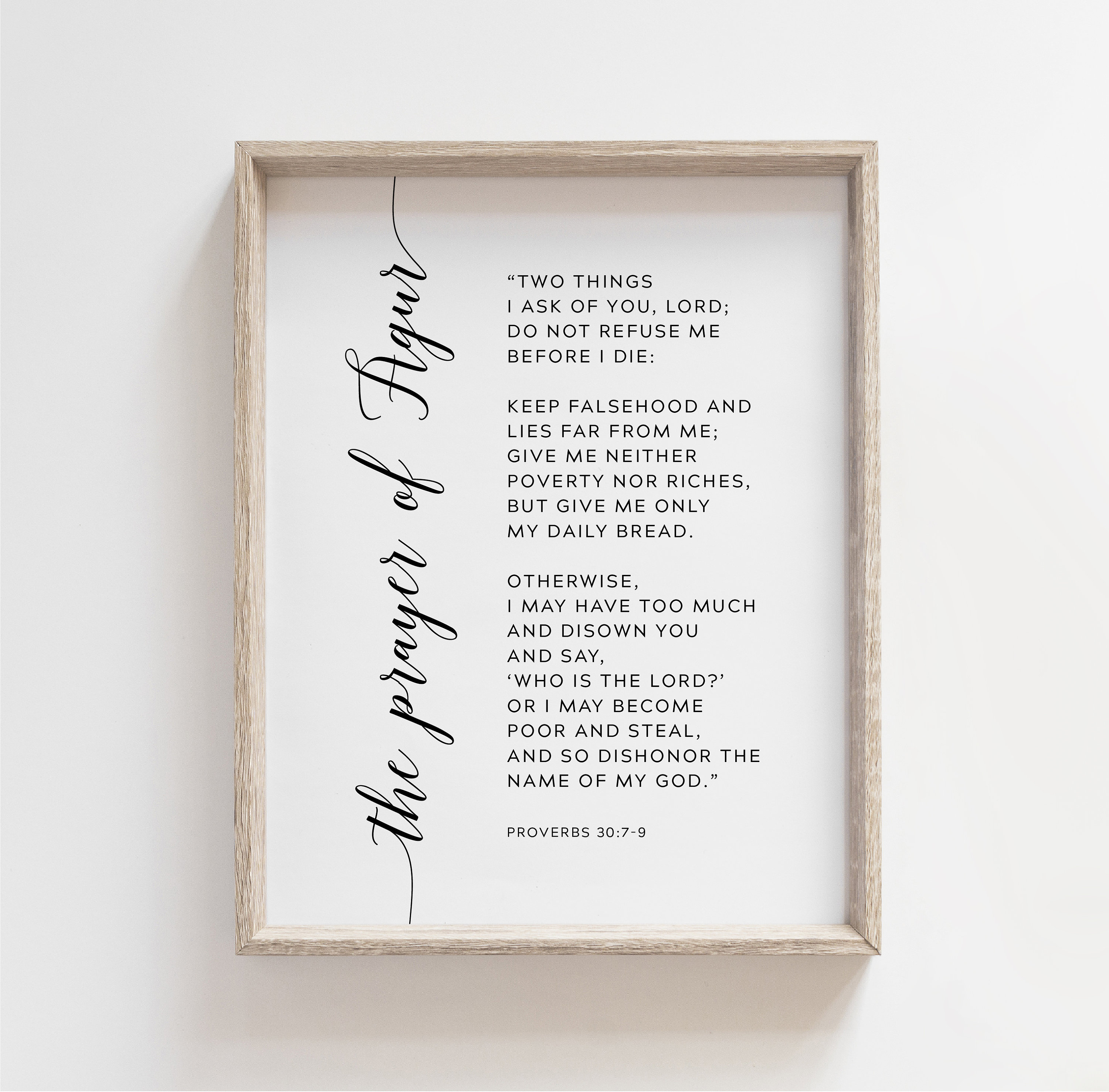 The Prayer of Agur Proverbs 30:7-9 Bible Verse Wall Art, Printable Wall ...